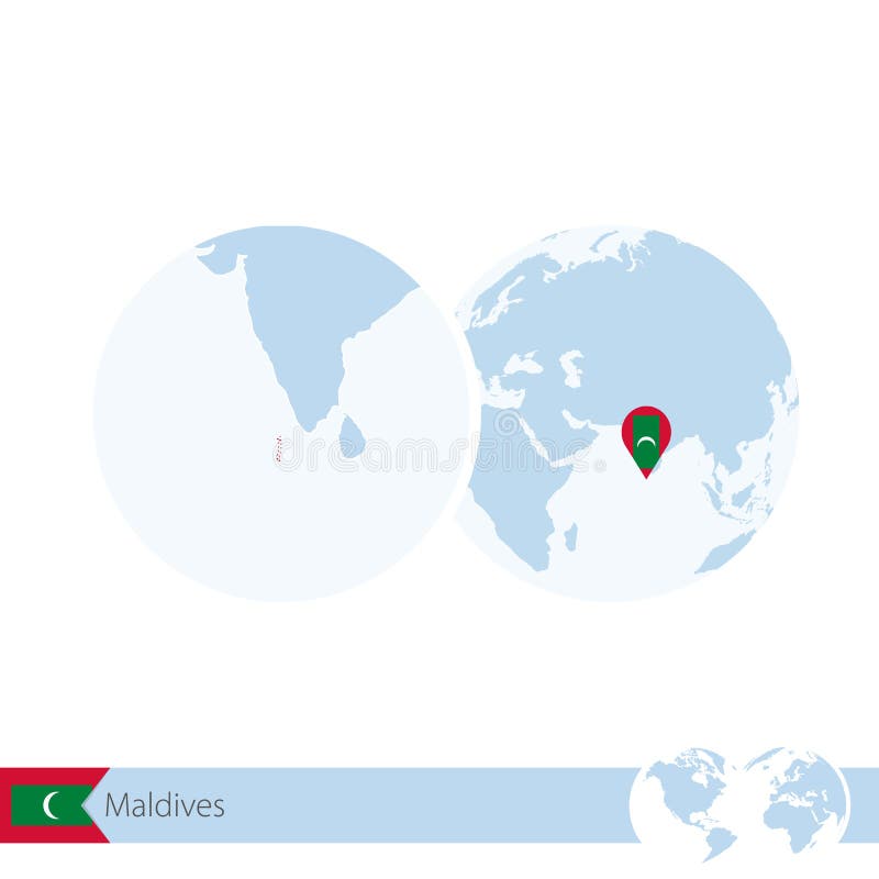 Maldives on World Globe with Flag and Regional Map of Maldives Stock ...