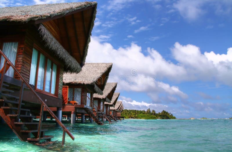 Maldivian bungalows stock photo. Image of clear, countries - 12642740