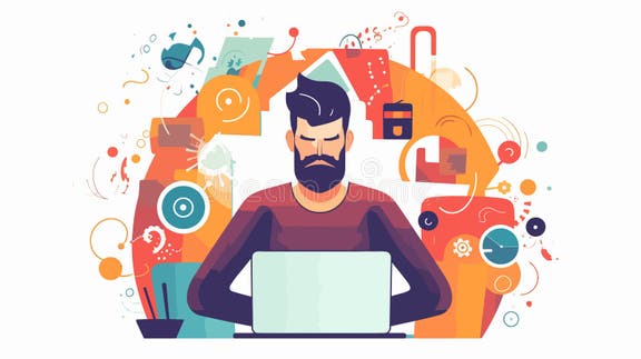 Coding Chaos: a Stressed Man S Struggle with the Digital Domain Stock ...