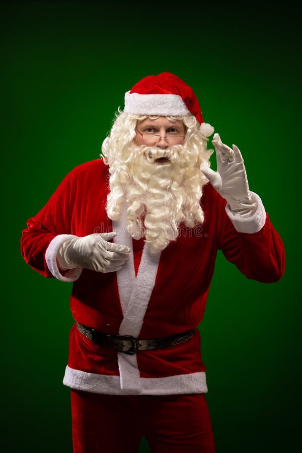 Male Actor in a Costume of Santa Claus Dancing and Gesturing Stock ...