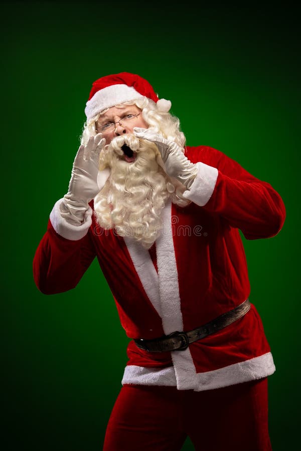 Male Actor in a Costume of Santa Claus Dancing and Gesturing Stock ...