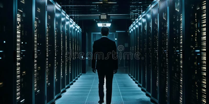 Male Administrator Monitors Databases and Information Technology ...