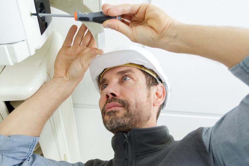 Male Air Conditioning Technician Stock Image - Image of specialty ...