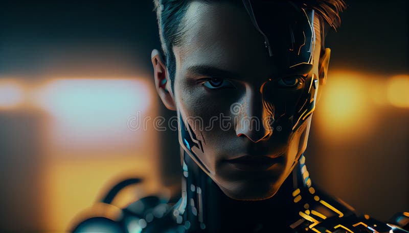 Male Android Robot Ai Generated Stock Illustration - Illustration of ...