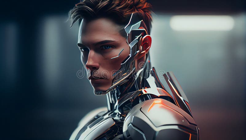 Male Android Robot Ai Generated Stock Illustration - Illustration of ...
