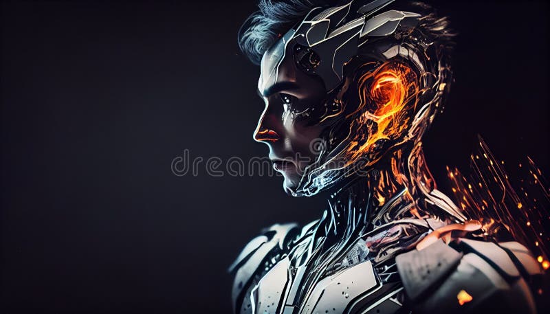 Male Android Robot Ai Generated Stock Illustration - Illustration of ...