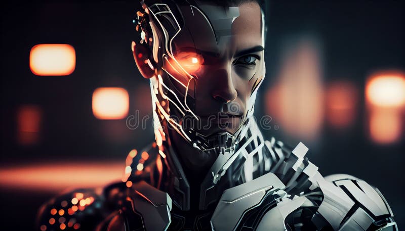 Male Android Robot Ai Generated Stock Illustration - Illustration of ...