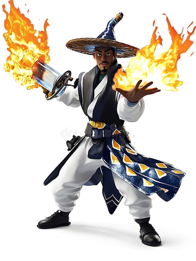 Male Animated Character Wielding Fire Magic Stock Image - Image of ...