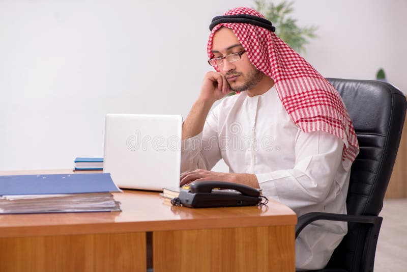 Young Male Arab Employee Working in the Office Stock Photo - Image of ...