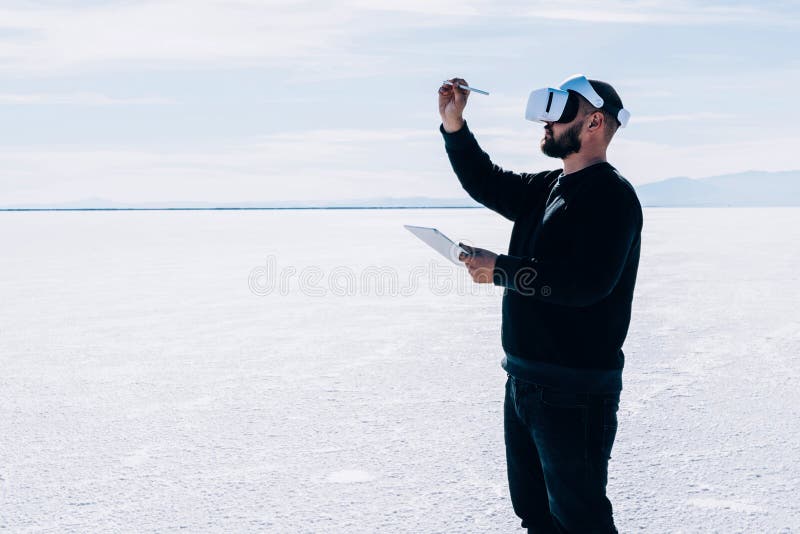 Male Architect Constructing City Project on an Empty Site Stock Image ...