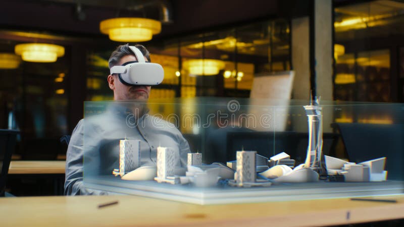 Male Architect Creates Project in Virtual Reality Stock Photo - Image ...
