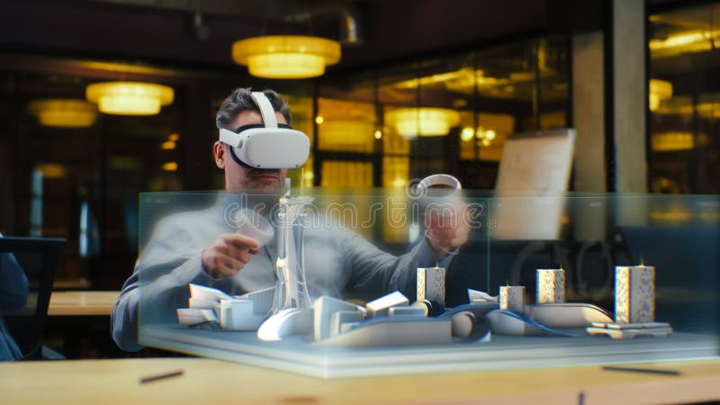 Male Architect Creates Project in Virtual Reality Stock Photo - Image ...