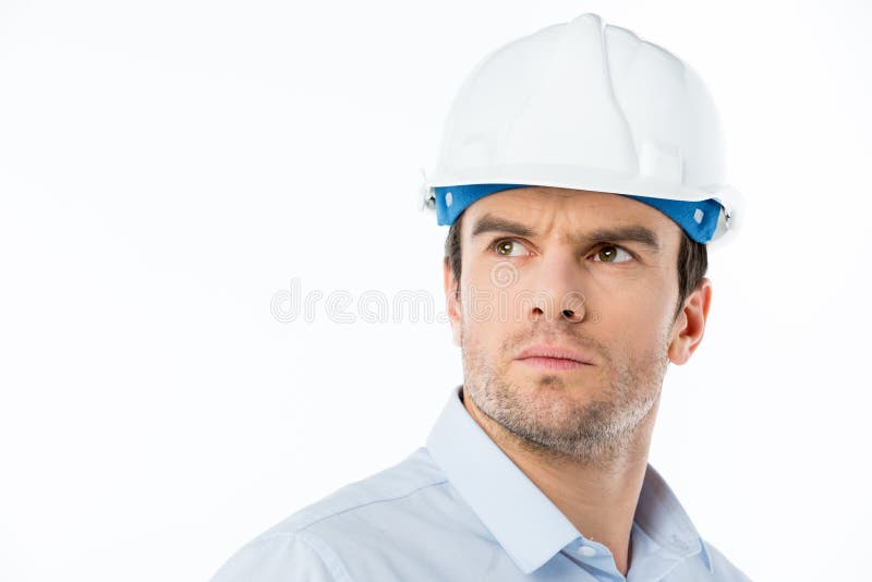 Male architect in hard hat stock image. Image of young - 90272041