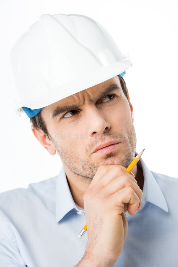 Male architect in hard hat stock photo. Image of industry - 90272016