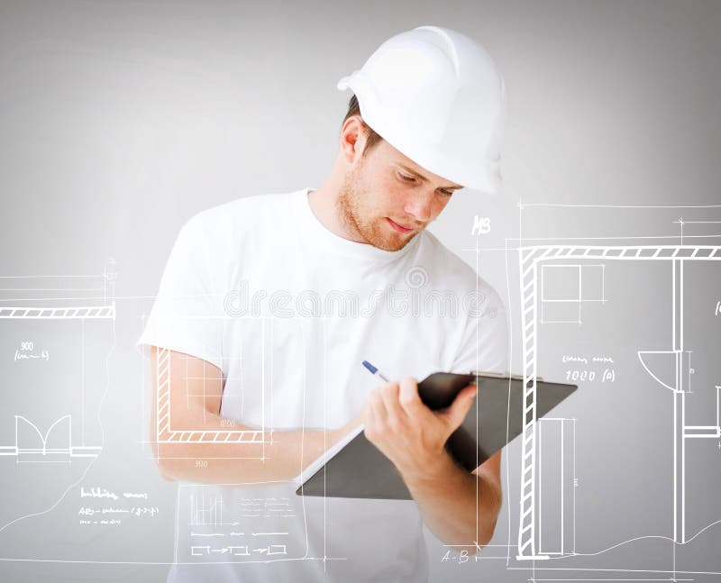 Male Architect Looking at Blueprint Stock Photo - Image of concentrated ...