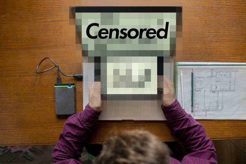 Modern Device Gadget Screen Censored, Covered by Pixels Blur Stock ...