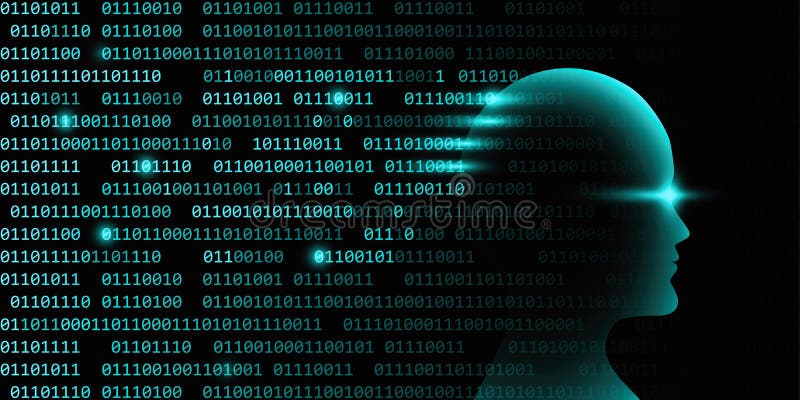 Male Artificial Intelligence Technology Concept with Binary Code Stock Vector - Illustration of ...