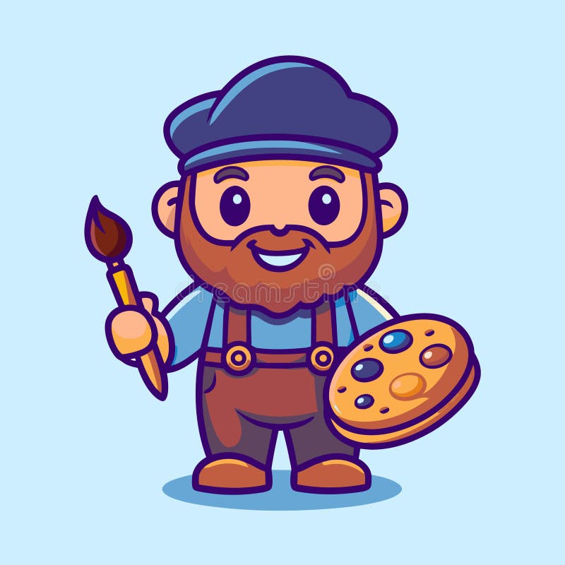 Male Artist Painter Cartoon Vector Illustration Stock Vector ...