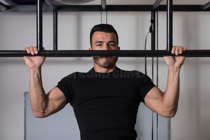 Male Athlete Doing Typewriter Pull Ups Stock Photo - Image of fitness ...