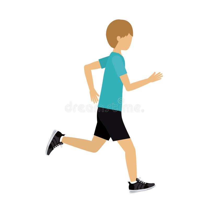 Male Athlete Practicing Running Isolated Icon Design Stock Vector ...