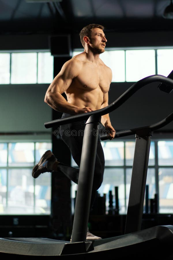 Male Athlete Running on a Treadmill Stock Photo - Image of healthy ...
