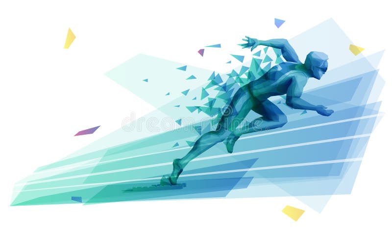 Male Athlete Starting Sprint Race from the Starting Blocks Stock Vector ...