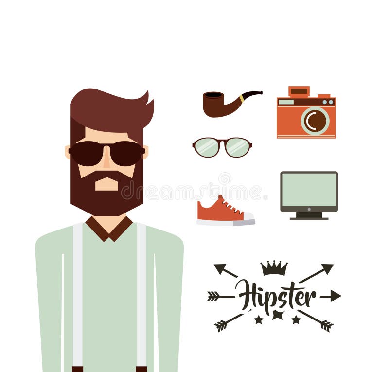 Male Avatar with Hipster Style Stock Illustration - Illustration of ...