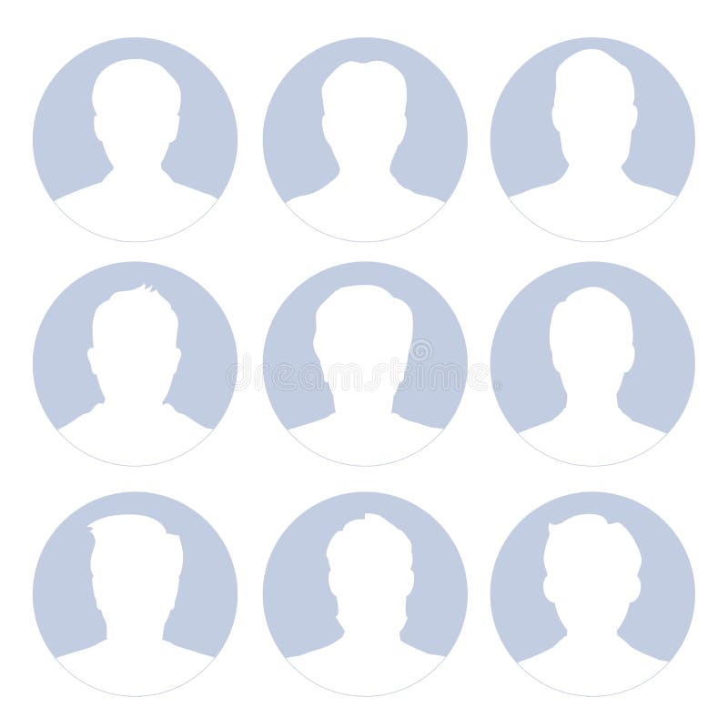 Male Avatar Human Empty Faces in Circle Shape Vector Illustration Stock ...
