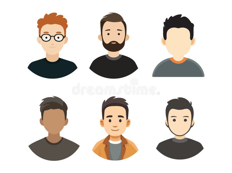 Male Avatar Icon Set for User Profiles Stock Illustration ...