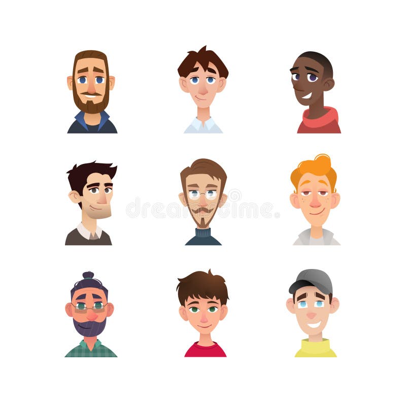 Male avatar set stock vector. Illustration of character - 249002023