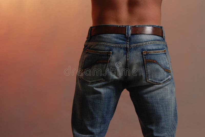 Male Back in Jeans Isolated White Stock Image - Image of pockets ...