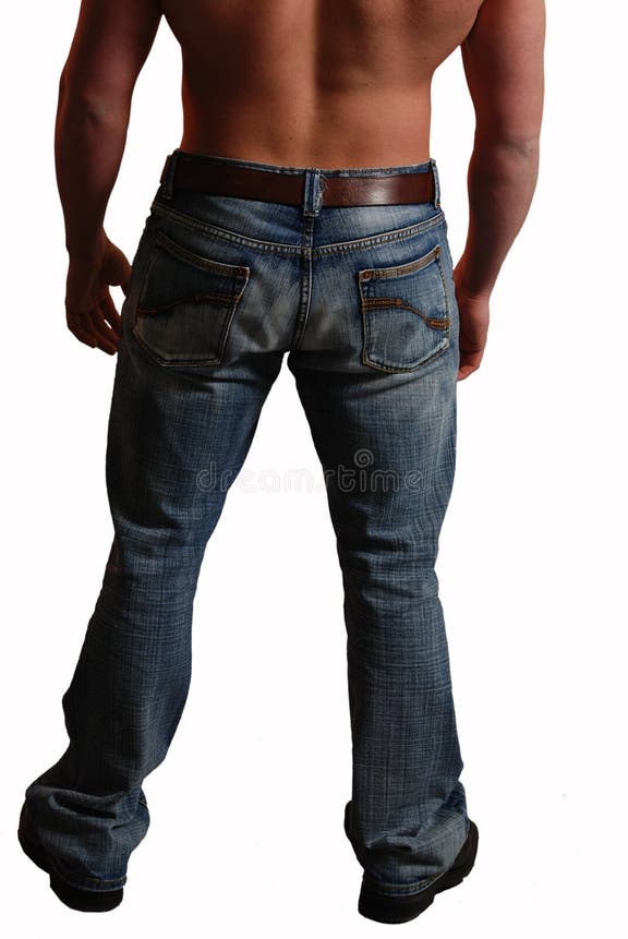 Male Back in Jeans Isolated White Stock Image - Image of pockets ...