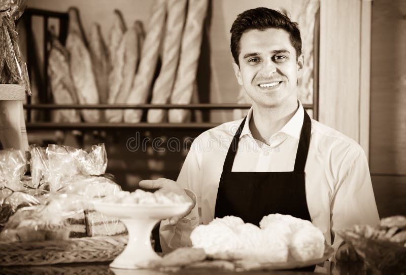 Male baker at bakery stock image. Image of american, cooking - 87904725