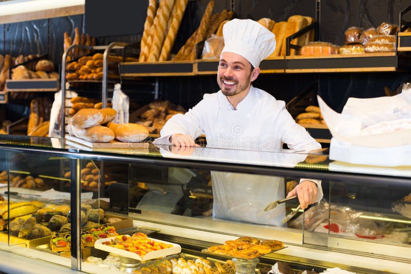 Male Baker is Demonstrating Assortment Stock Image - Image of food ...