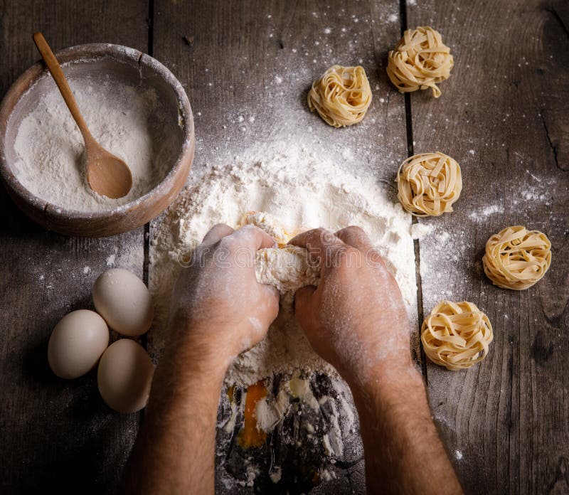 Male Baker Prepares Bread. Making Bread. Top View Stock Image - Image ...