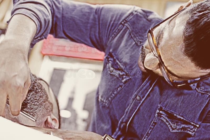 Male Barber Shaving a Beard Stock Photo - Image of shave, salon: 57808096