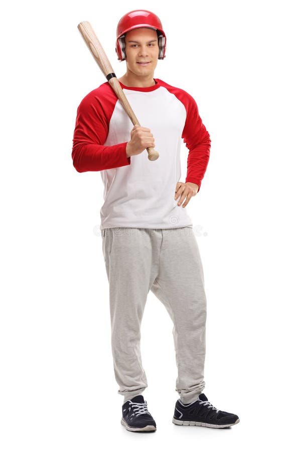 Male Baseball Player Posing with a Bat Stock Photo - Image of portrait ...