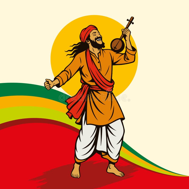 Male Baul Singer Performing Joyfully with Ektara in Bengali Traditional ...