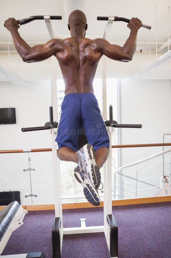 Male Body Builder Doing Pull Ups at Gym Stock Image - Image of muscular ...