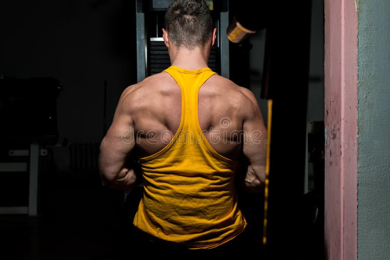 Male Bodybuilder Flexing His Back Stock Photo - Image of builder ...