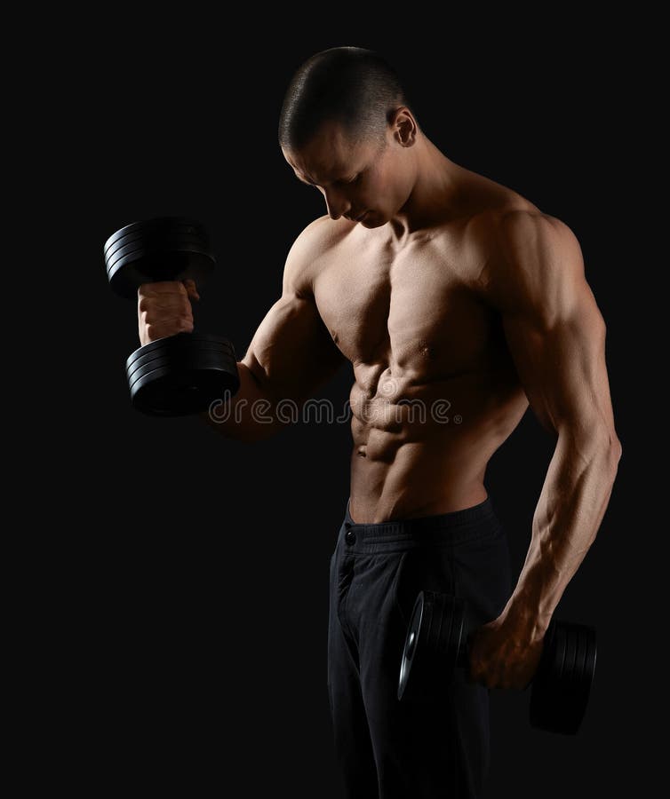 Male Bodybuilder Posing in Studio Stock Photo - Image of perfection ...