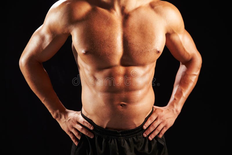 Male Bodybuilder Torso, Front View, Crop Stock Image - Image of ...