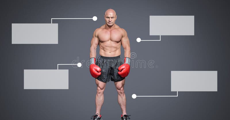 Male Boxer with Blank Infographic Chart Panels Stock Photo - Image of ...