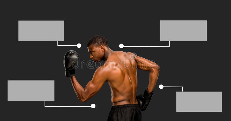 Male Boxer with Blank Infographic Chart Panels Stock Image - Image of ...