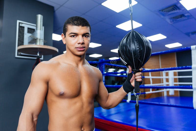 Male boxer standing in gym stock photo. Image of horizontal - 67150590