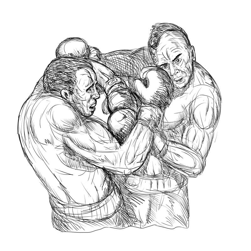 Male Boxers Throwing Punches Stock Illustration - Illustration of ...