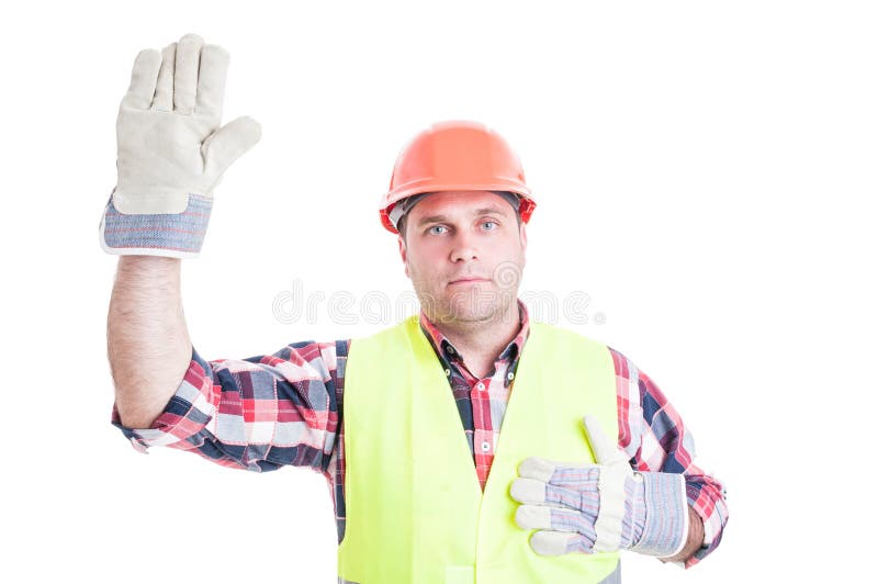Male Builder Swearing or Making Oath Stock Image - Image of contractor ...