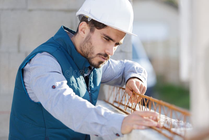 Male Builder Working on Metal Structure Stock Photo - Image of ...