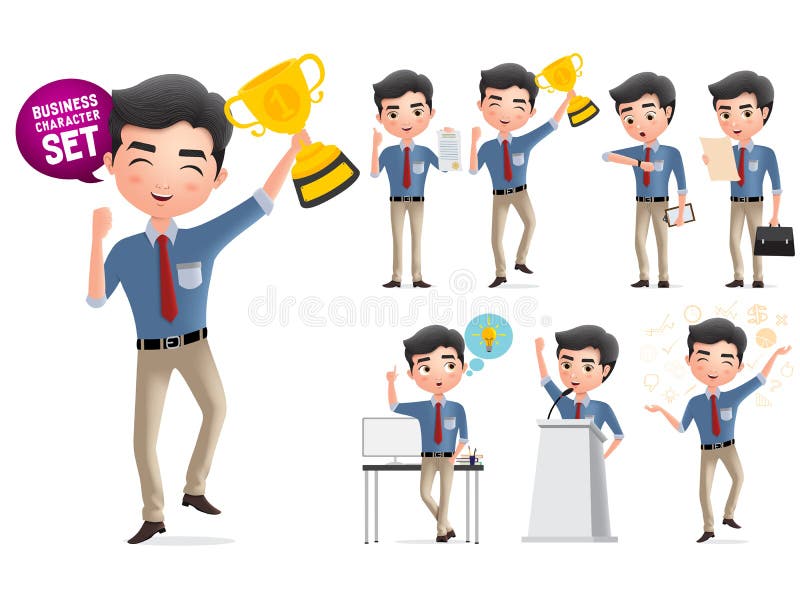Male Business Person Vector Character Creation Set With Young ... Male Business Person Vector Character Creation Set With Young ...