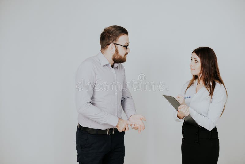 Male Business Puts Subordinate Task at Work Stock Image - Image of male ...